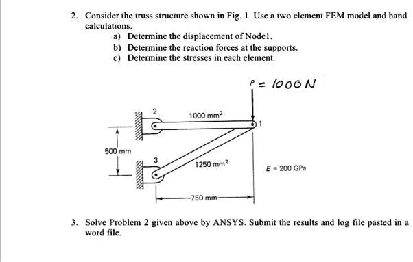 SOLVED: Solve question number 3 Consider the truss structure shown in Fig. Use a Clement FEM ...