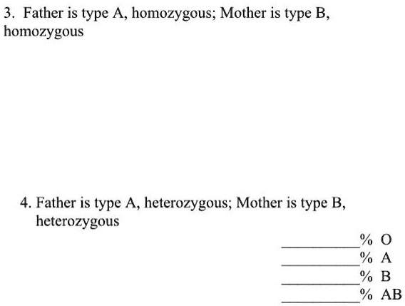 Father is type a homozygous mother is type b homozygous 4...
