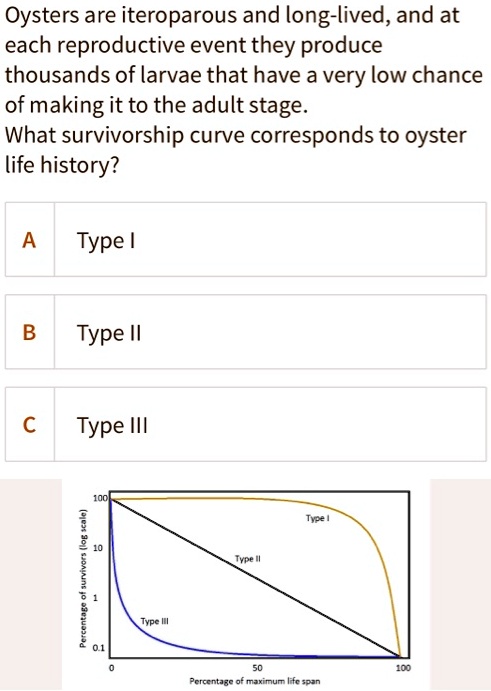 SOLVED: Oysters are iteroparous and long-lived, and at each ...