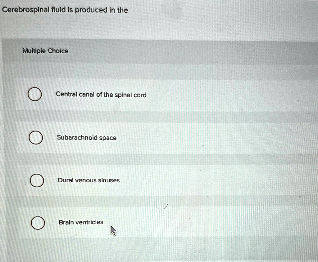 cerebrospinal fluid is produced in the multiple choice central canal of ...