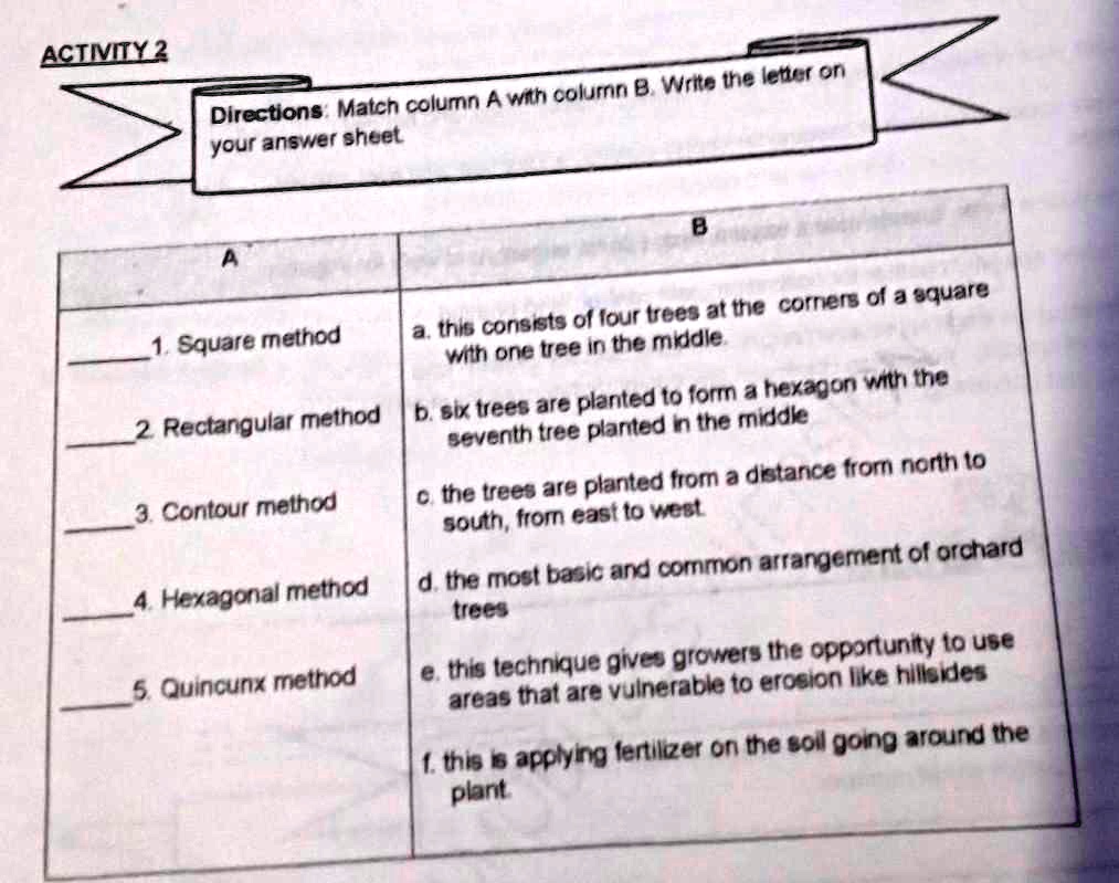ACTIVITY 2 Directions: Match column A with column B. Write the letter ...