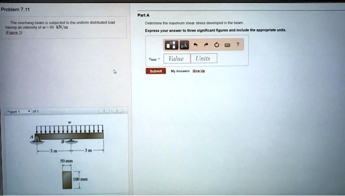 SOLVED: Part A: Determine the maximum shear stress developed in the beam. Express your answer to ...