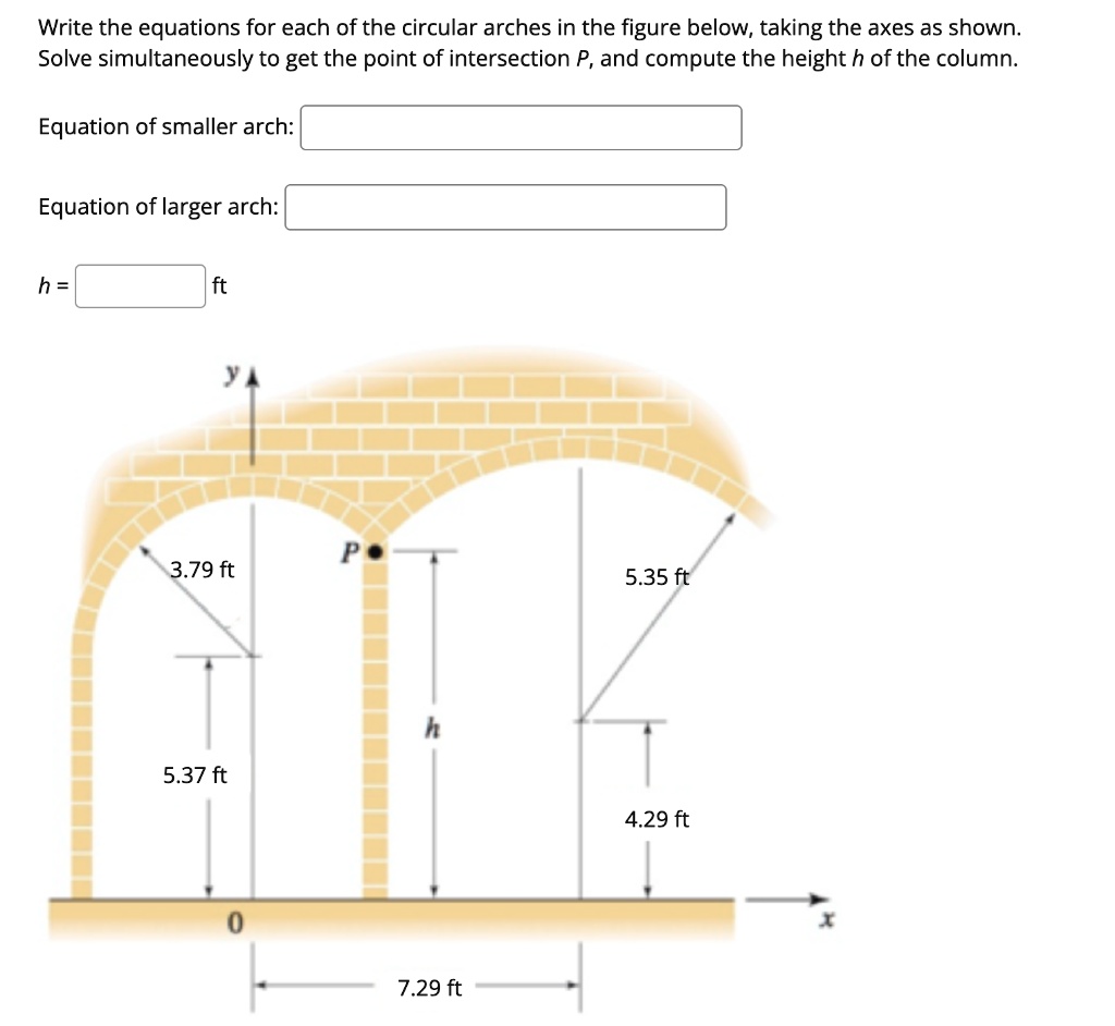 Write the equations for each of the circular arches in the figure below ...