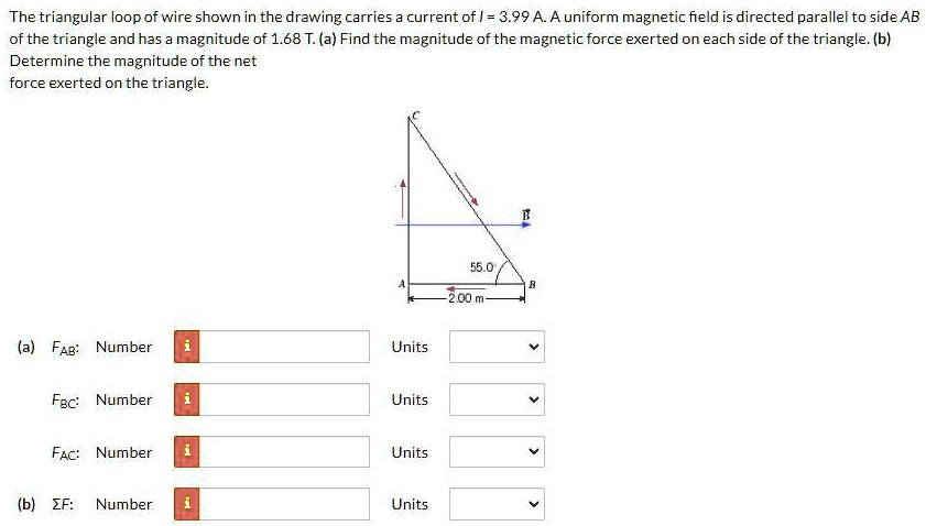 SOLVED: The triangular loop of wire shown in the drawing carries ...