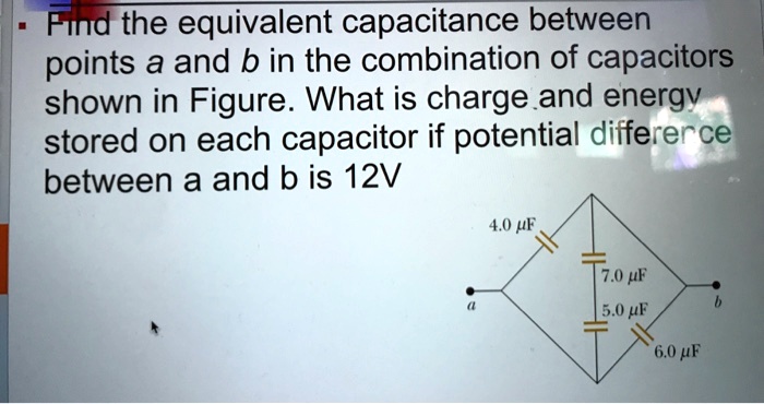 SOLVED: Find the equivalent capacitance between points a and b in the combination of capacitors ...