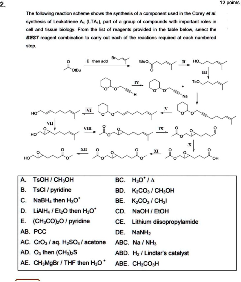 2 12 points the following reaction scheme shows the synthesis of a ...