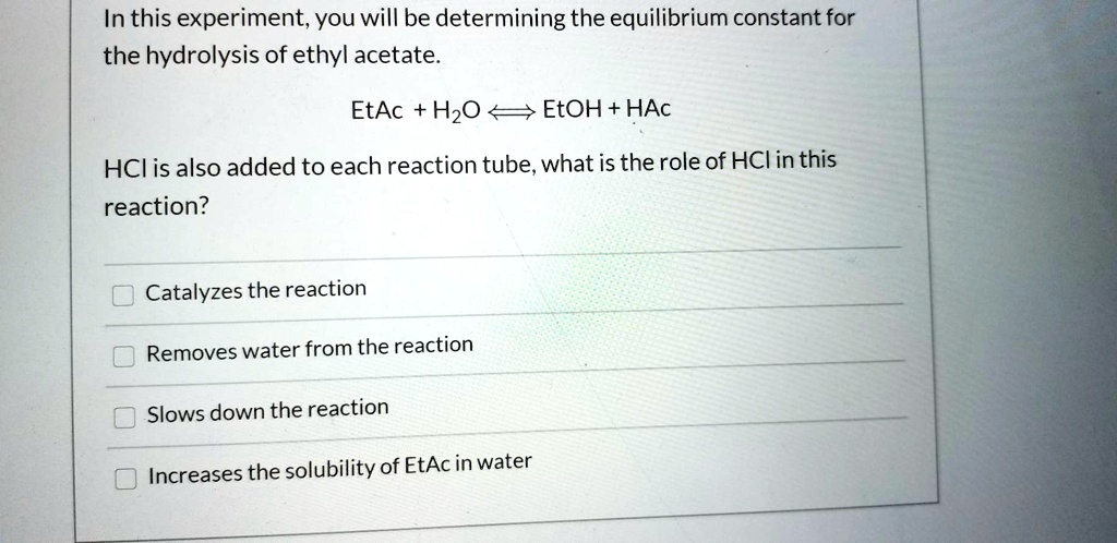 In this experiment, you will be determining the equilibrium...