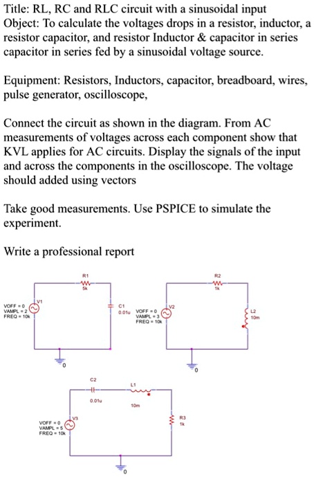 SOLVED: Need help using KVL to find voltage. Title:RL.RC and RLC circuit with a sinusoidal input ...