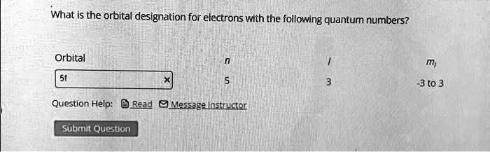 What is the orbital designation for electrons with the...