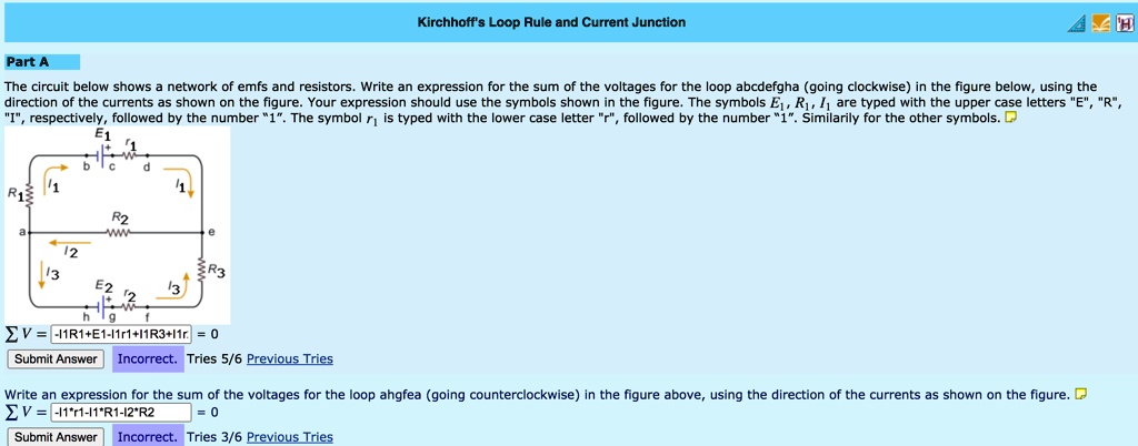 Solved Kirchhoff S Loop Rule And Current Junction Part The Circuit Below Shows Network Emfs And