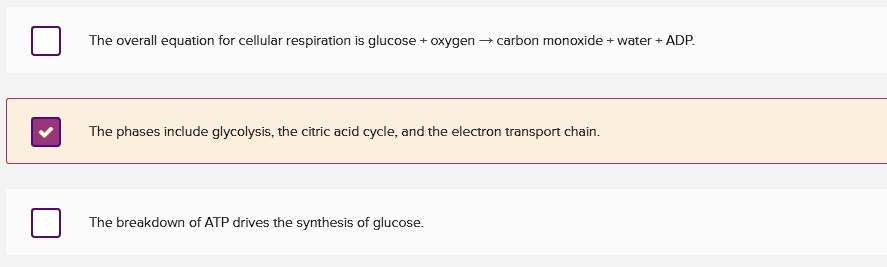 SOLVED: The overall equation for cellular respiration is glucose ...