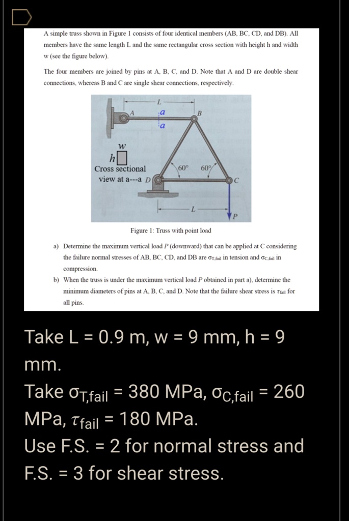 a simple truss shown in figure 1 consists of four identical members ab ...