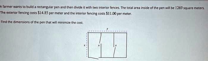 The farmer wants to build a rectangular pen and then divide it with two ...