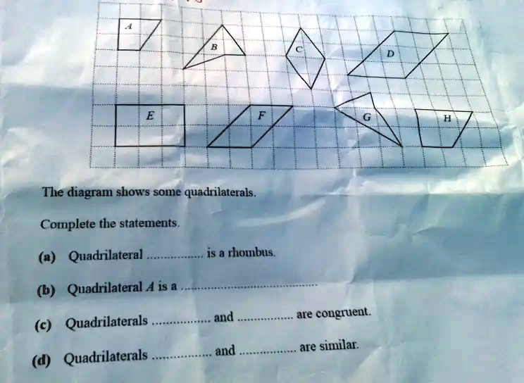 SOLVED: The diagram shows some quadrilaterals. Complete the statements. (0) Quadrilateral is a ...