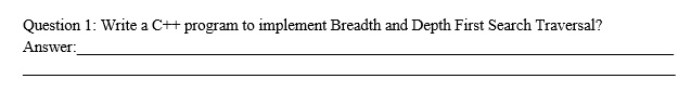 Solved Question Answer Write C Program To Implement Breadth And Depth First Search Traversal