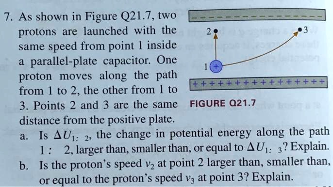 7 as shown in figure q217 two protons are launched with the same speed from point inside ...