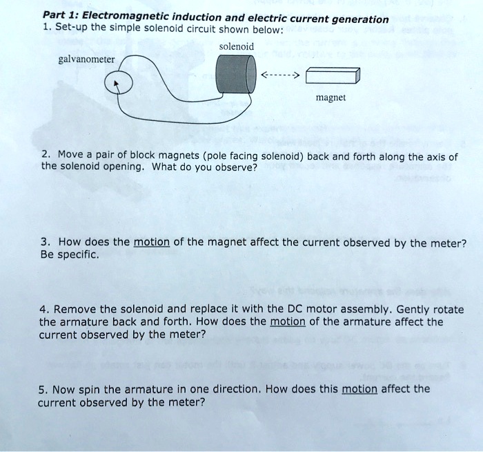 SOLVED: Part 1: Electromagnetic induction and electric current ...