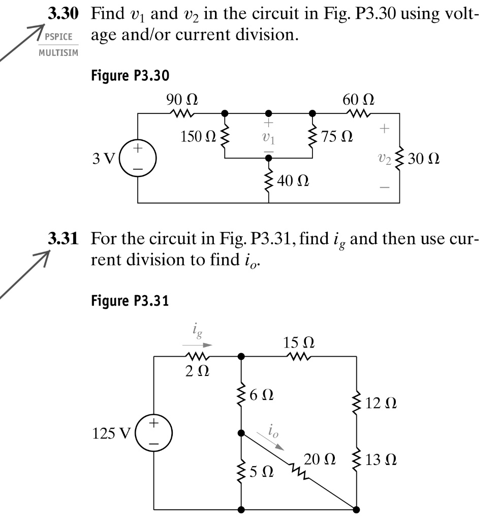 SOLVED: 3.30 Find and 2 in the circuit in Fig. P3.30 using volt- PSPICE age and/or current ...