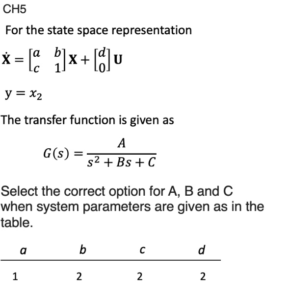 Video Solution Ch5 For The State Space Representation Y X2 The