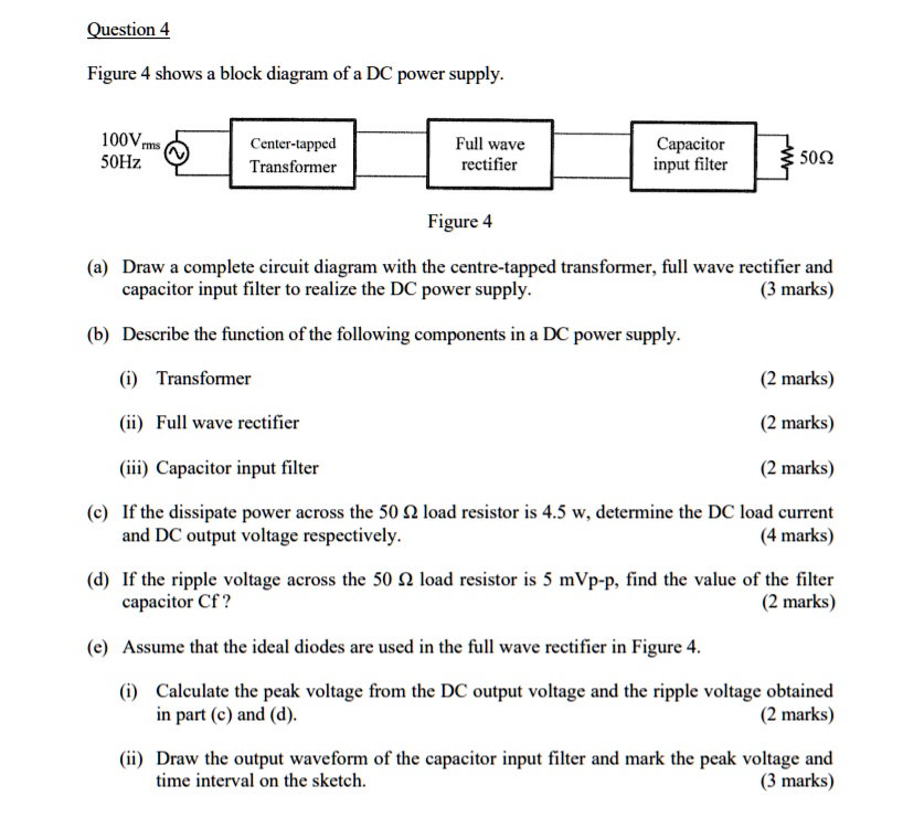 SOLVED: Question 4 Figure 4 shows a block diagram of a DC power supply ... SOLVED: Question 4 Figure 4 shows a block diagram of a DC power supply ...