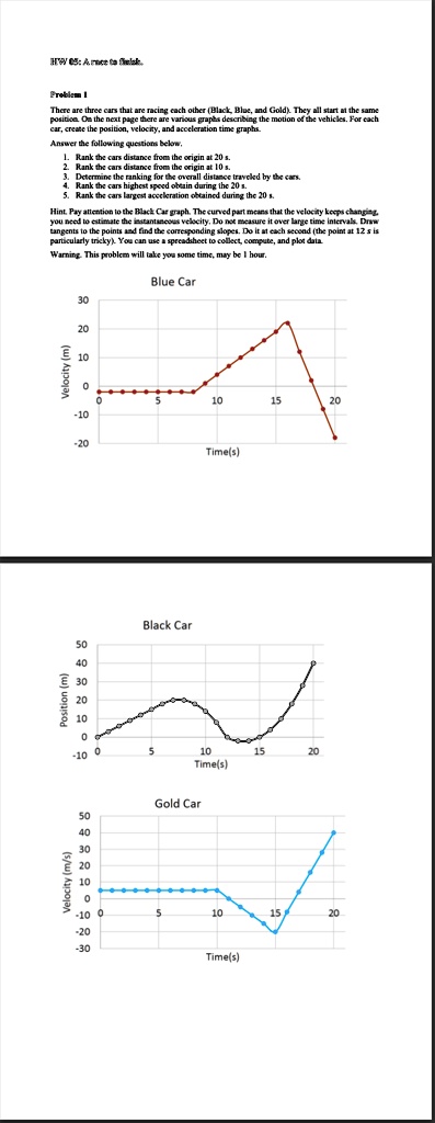 SOLVED: Texts: HW05 Analysis. Problem 1: There are three cars that are ...