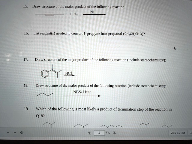 SOLVED: Draw the structure of the major product of the following ...