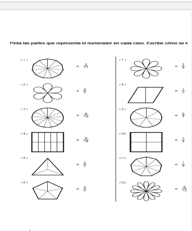SOLVED: me ayudan????????????? Pinta las partes que representa el ... SOLVED: me ayudan????????????? Pinta las partes que representa el ...