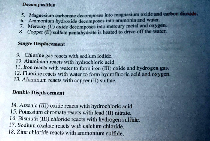 Decomposition 5. Magnesium carbonate decomposes into magnesium oxide ...