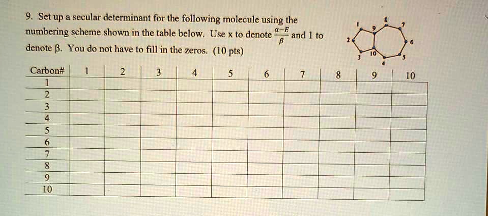 set up a secular determinant for the following molecule using the ...