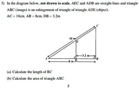 5) In the diagram below, not drawn to scale, AEC and ADB are straight ...