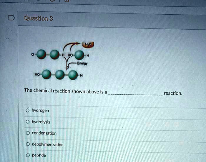 SOLVED: Question 3 HO HHO -Energy The chemical reaction shown above is ...