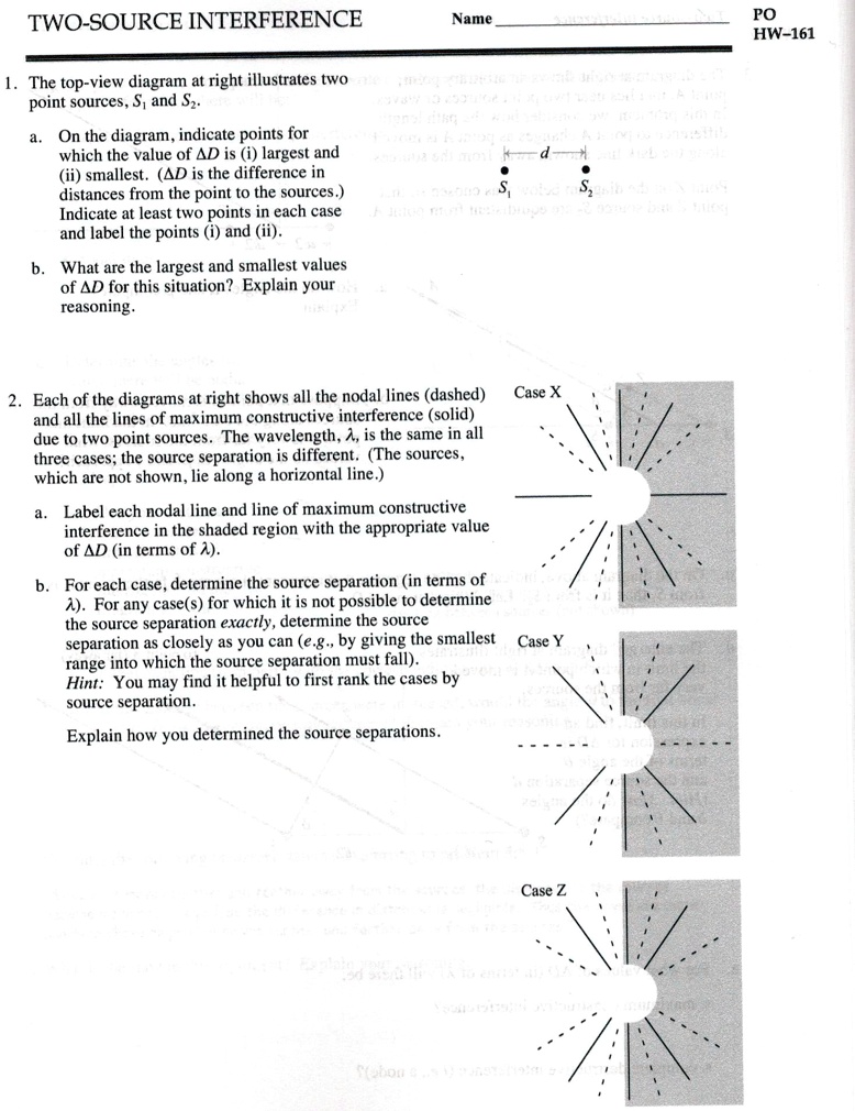 TWO-SOURCE INTERFERENCE 1. The top-view diagram at right illustrates ...