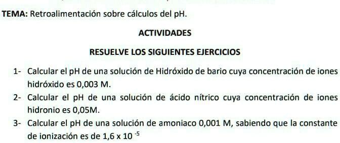 alguien me ayuda porfa tema retroalimentacion sobre calculos del ph actividades resuelve los ...