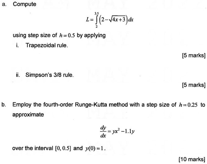 SOLVED: a. Compute using step size of h=0.5 by applying i.Trapezoidal ... SOLVED: a. Compute using step size of h=0.5 by applying i.Trapezoidal ...