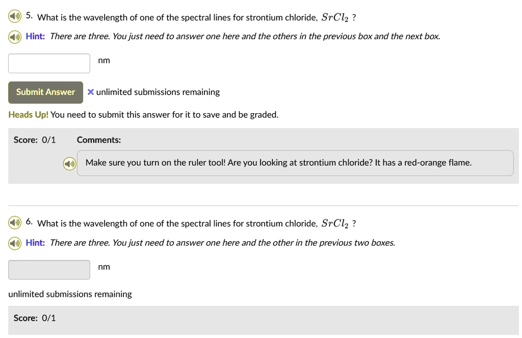 5. What is the wavelength of one of the spectral lines for strontium ...