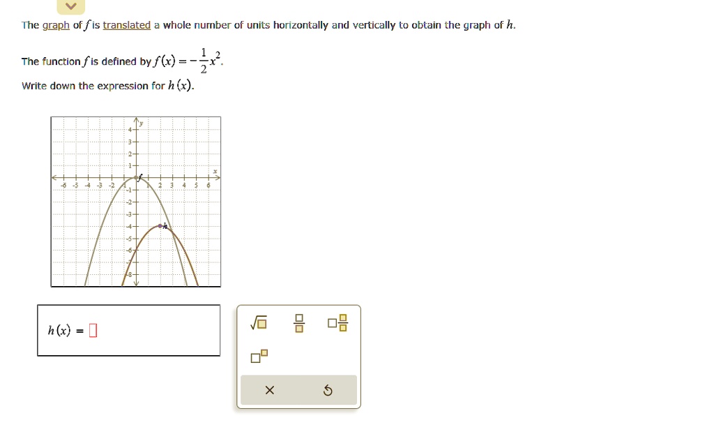 SOLVED: The graph off is translated a whole number of units horizontally and vertically to ...