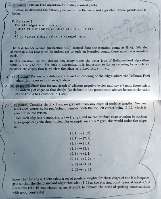 Solved 3 5 Points Bellman Ford Algorithm For Finding Shortest Paths