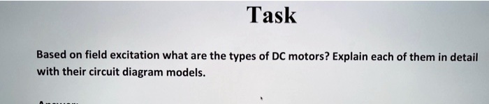 Task Based on field excitation what are the types of DC motors? Explain ...