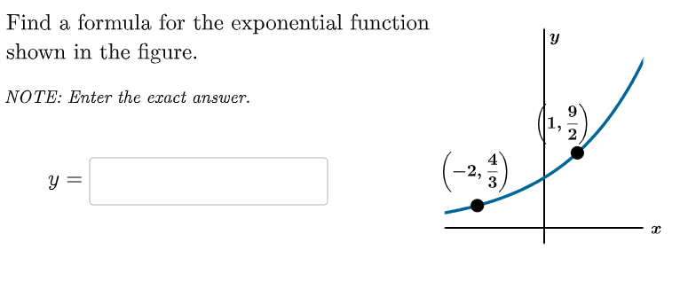Find a formula for the exponential function shown in the figure. NOTE ...