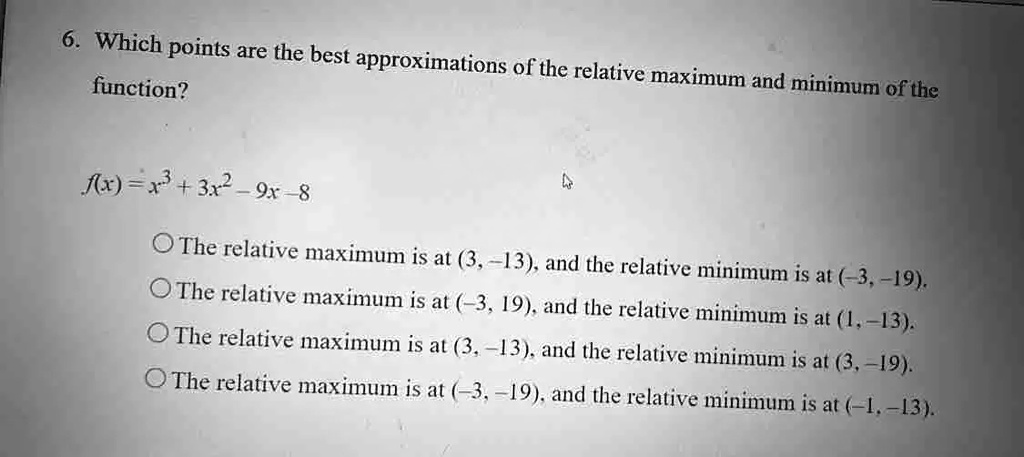 Solved 6 Which Points Are The Best Approximations Of The Relative 5322