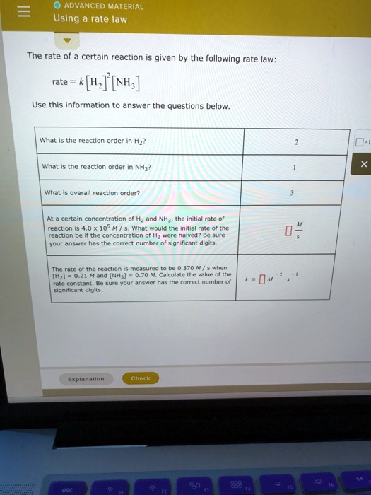SOLVED: ADVANCED MATERIAL Using rate Iaw The rate of certain reaction ...
