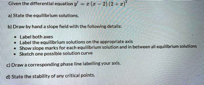 SOLVED:Given the differential equation y Fix I2) (2 #2)" a) State the ...