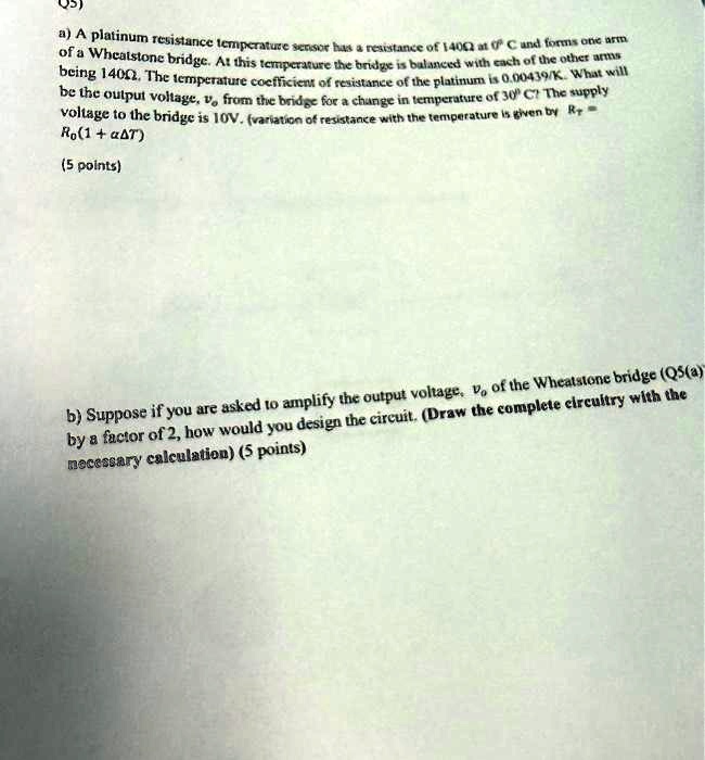 SOLVED: Texts: a) A platinum resistance temperature sensor has a resistance of 1402 at 0°C and ...