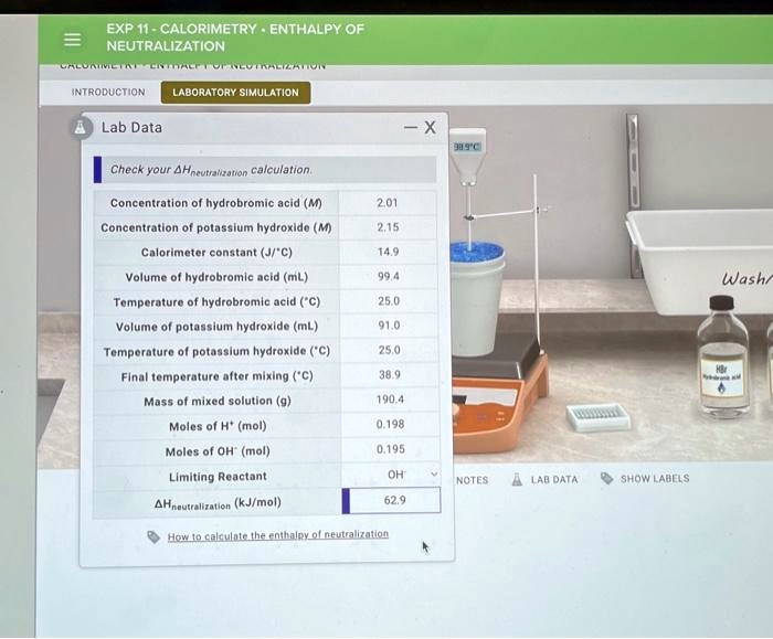 EXP 11 - CALORIMETRY • ENTHALPY OF NEUTRALIZATION CALORIMETAT EINTMALPT OF NEUTRALIZATION ...