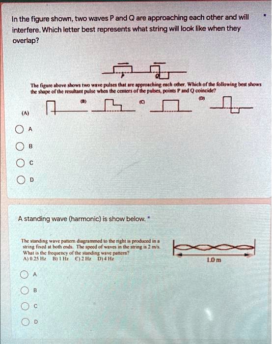 SOLVED: In the figure shown,two waves P and Q are approaching each other and wil interfere.Which ...