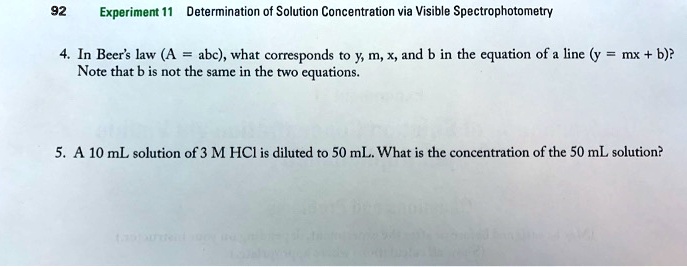 SOLVED: Experiment 11: Determination of Solution Concentration via ...