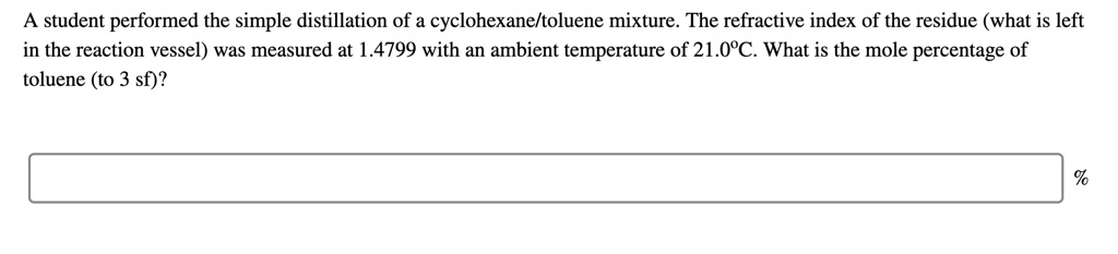 SOLVED: A student performed the simple distillation of a ...