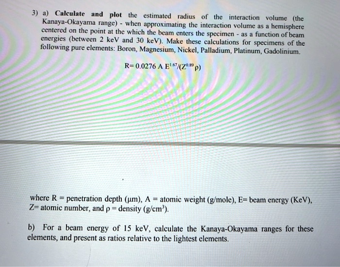 3) a) Calculate and plot the estimated radius of the interaction volume ...