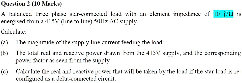 SOLVED: A balanced three-phase star-connected load with an element ...