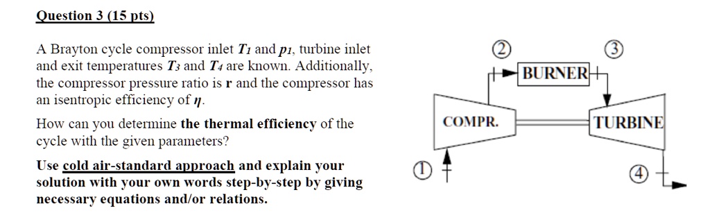 SOLVED: Question 3 (15 pts) A Brayton cycle compressor inlet ...